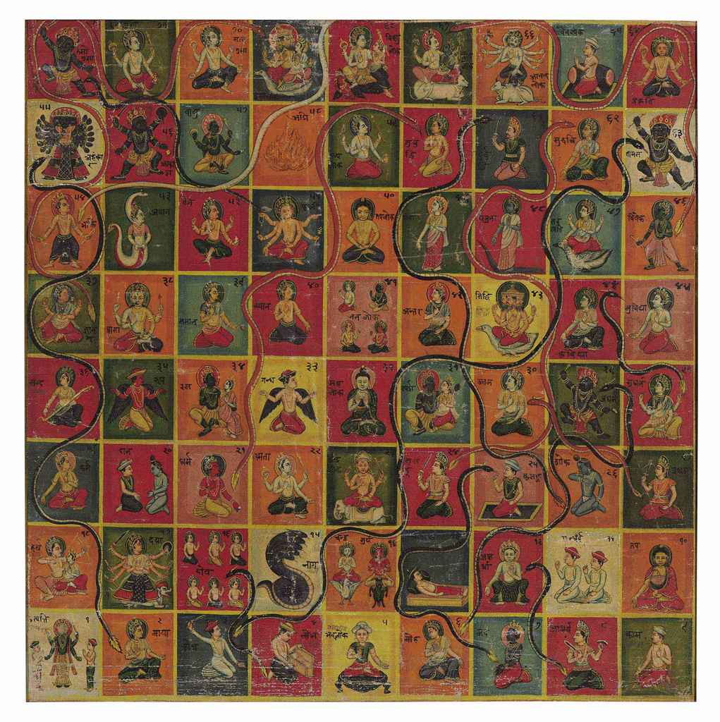 A painting of snakes and ladders - auctions & price archive