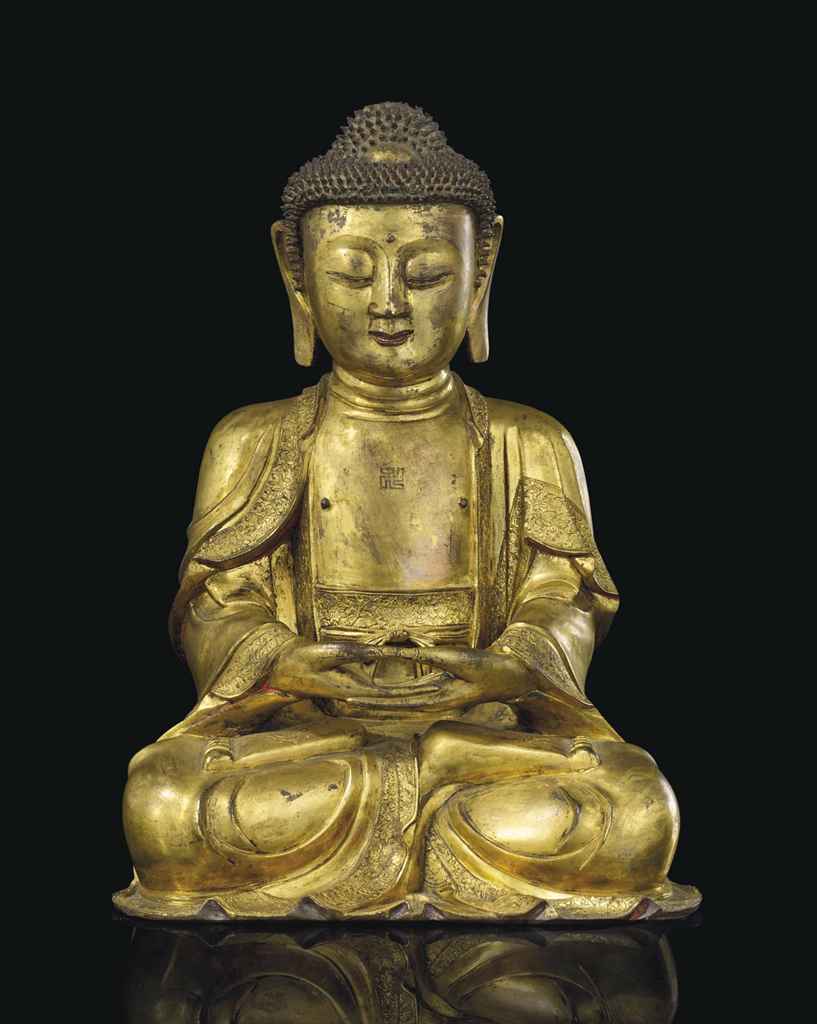 STATUE DE BOUDDHA SHAKYAMUNI EN BRONZE - auctions & price archive