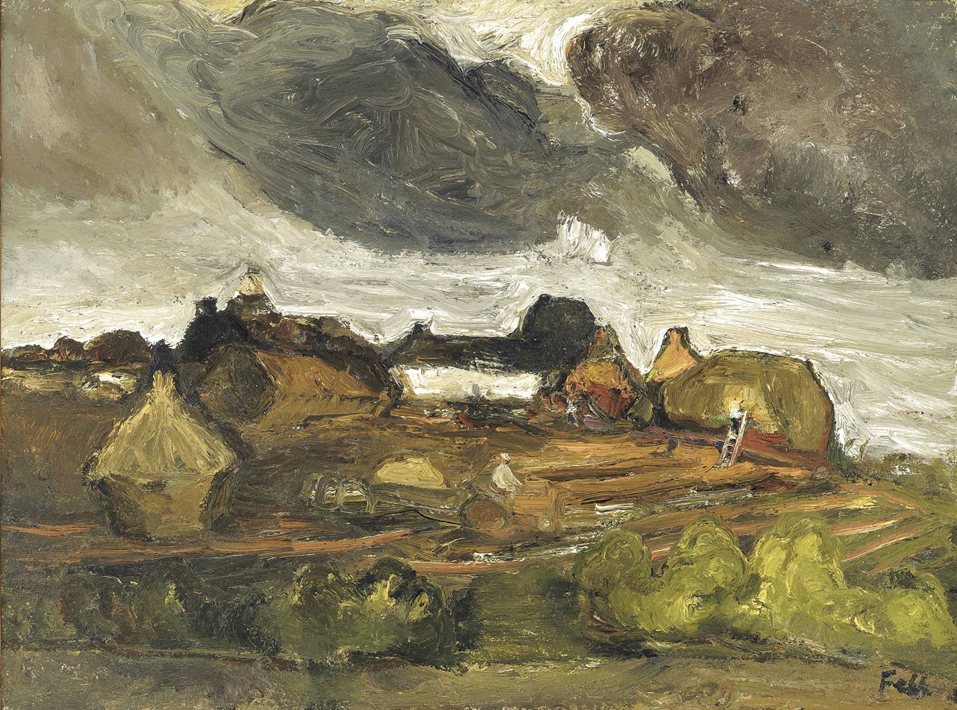 Sheila Fell, R.A. (1931-1979) | Farm in a field | 20th Century, Paintings | Christie's