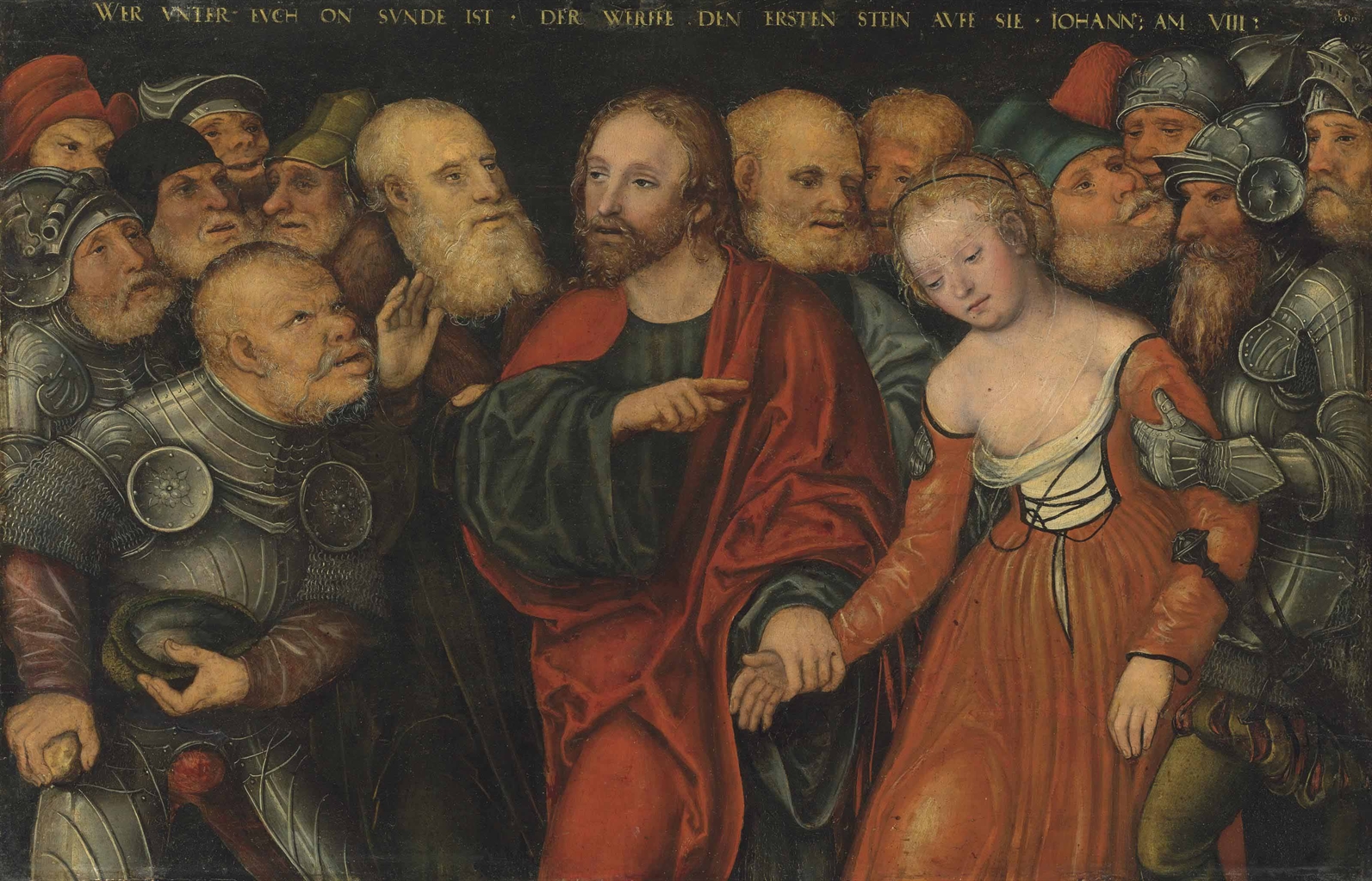 Lucas Cranach II (Wittenberg 1515-1586) | Christ and the Woman Taken in Adultery | 16th Century ...