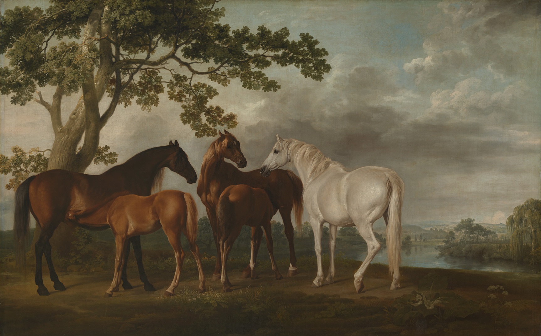 George Stubbs's masterpiece Mares and Foals in an extensive landscape ...