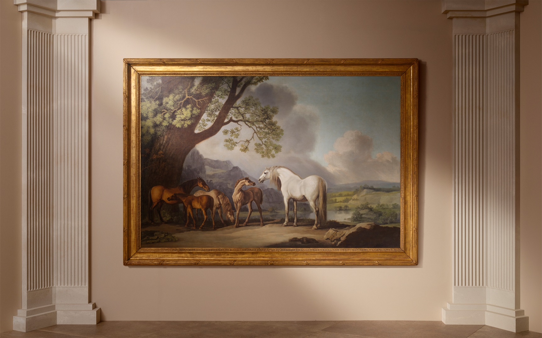 George Stubbs's masterpiece Mares and Foals in an extensive landscape ...
