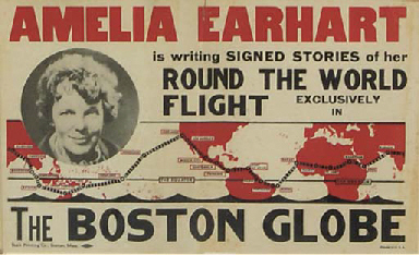 Amelia Earhart Advertising Poster , and a photograph of Amelia Earhart ...
