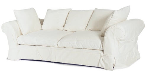 A WHITE CANVAS UPHOLSTERED SOFA, , BY MONTAUK, MODERN, | Christie's