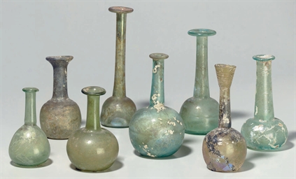 EIGHT ROMAN GLASS BOTTLES , CIRCA 1ST-4TH CENTURY A.D. | Christie's