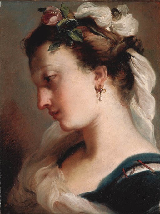 Gaetano Gandolfi (1734-1802) , A Girl, bust-length, in profile, with a ...