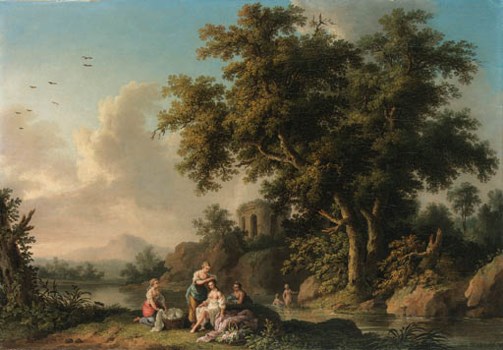 Jakob Philipp Hackert (1737-1807) , Italianate Landscapes with Girls ...