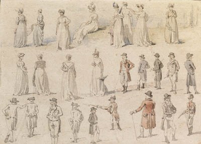 William Alexander (1767-1816) , A sheet of figure studies for 'The ...