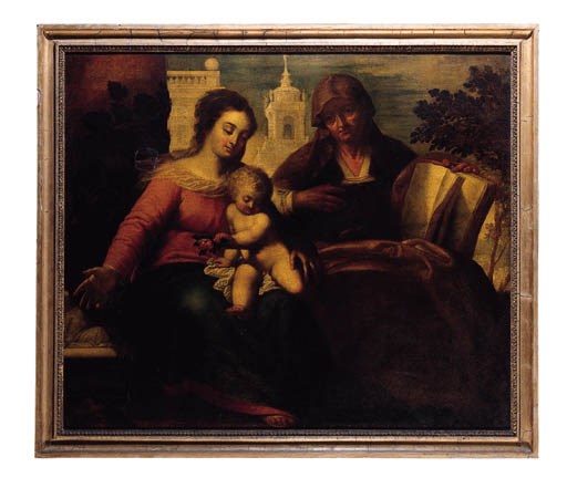 Circle of Santo Peranda (1566-1638) , The Madonna and Child with Saint ...