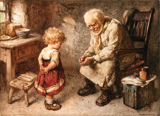 Sara McGregor (British, active, 1898-1919) , Stringing the beads ...