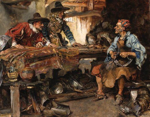 Sara McGregor (British, active, 1898-1919) , Stringing the beads ...