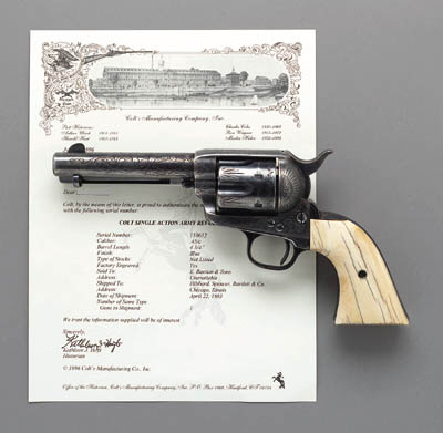 RARE FACTORY ENGRAVED COLT .45 COLT SINGLE ACTION ARMY REVOLVER, SERIAL ...