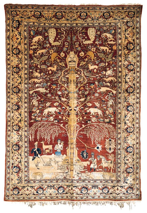 A SILK TABRIZ TREE-OF-LIFE CARPET , NORTHWEST PERSIA, LATE 19TH CENTURY ...