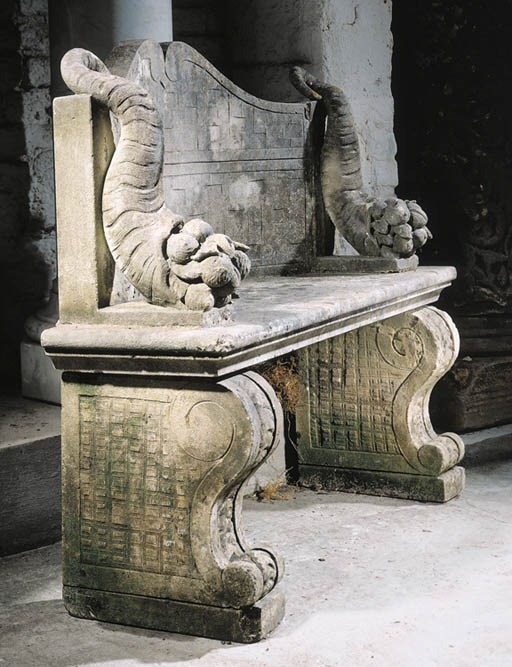 An English carved stone seat , CIRCA 1860 | Christie's