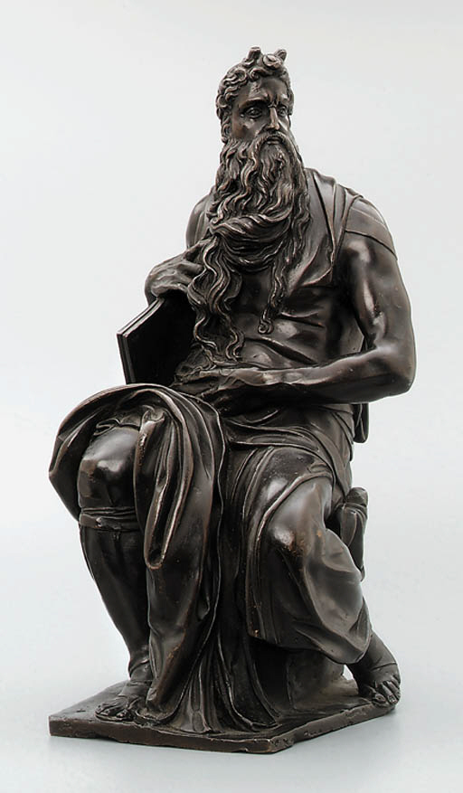 A BRONZE FIGURE OF THE SEATED MOSES