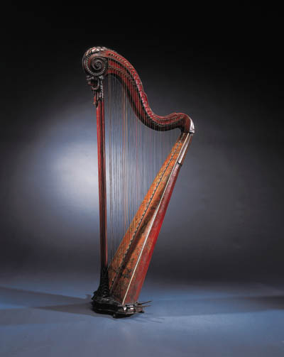 A CROSS-STRUNG HARP , Probably 19th Century in the 17th Century Italian ...
