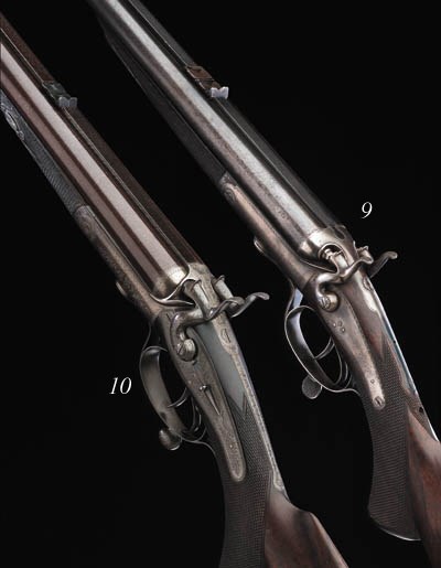 A .450 (3IN. BLACK POWDER EXPRESS) DOUBLE-BARRELLED HAMMER RIFLE BY ...