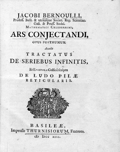 BERNOULLI, Jakob I (1654-1705). Ars conjectandi, opus posthumum ...