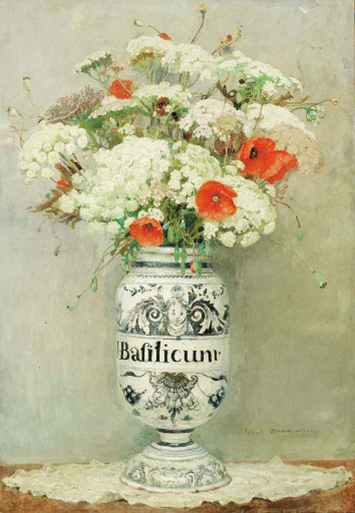 Edgard Maxence (French, 1871-1954) , A vase of Queen Anne's lace and ...