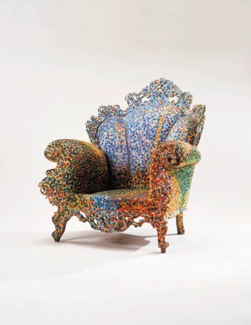 'PROUST'S ARMCHAIR', A HAND-PAINTED, UPHOLSTERED AND CARVED WOODEN ...