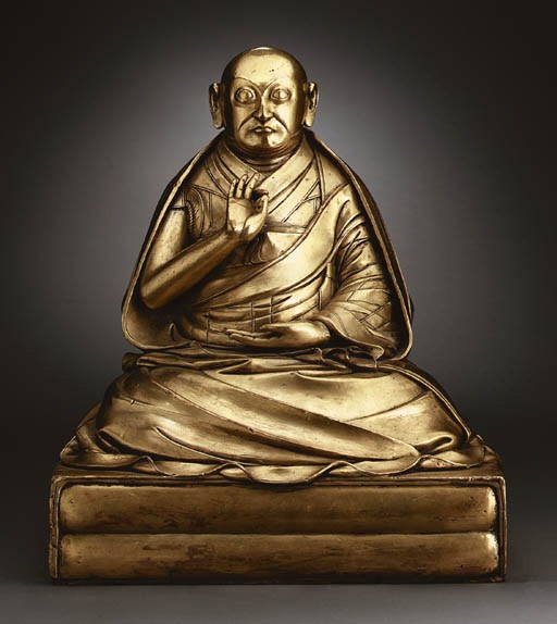 A Large Gilt Bronze Portrait of the Fifth Dalai Lama, Ngawang Losang Gyatso