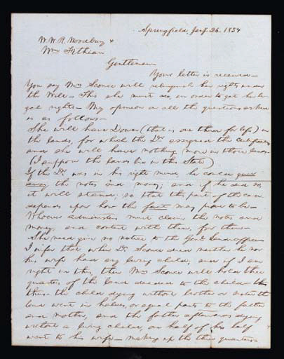 LINCOLN, Abraham, President. Autograph letter signed ("A. Lincoln") to ...