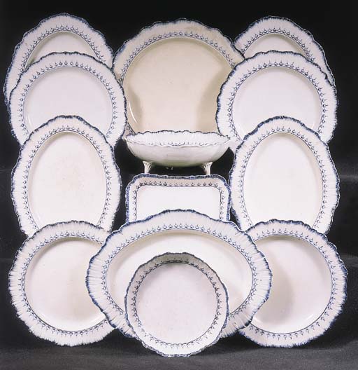a wedgwood creamware blue and white part dinner service