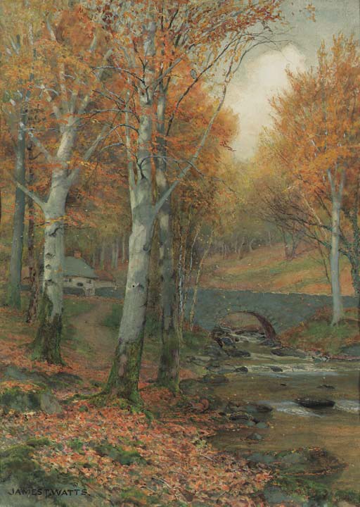 James Thomas Watts (1853-1930) , A Welsh stream, autumn | Christie's