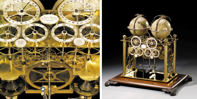 An important English astronomical skeleton timepiece with mean solar ...