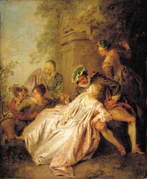 Jean-Baptiste Pater (1695-1736) , Conversation galante dans un parc ...