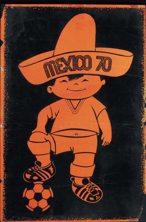 An official 1970 Mexico World Cup orange and embossed black velvet ...