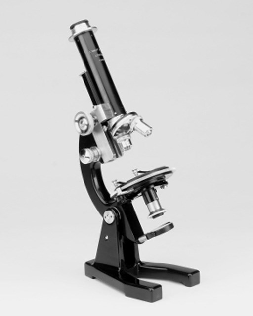 A compound monocular black enamel and satin-chrome radial laboratory ...