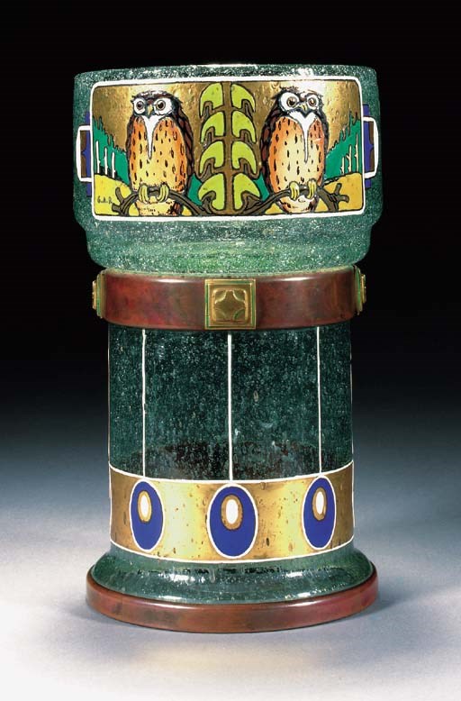 A Secessionist enamelled glass vase | Christie's