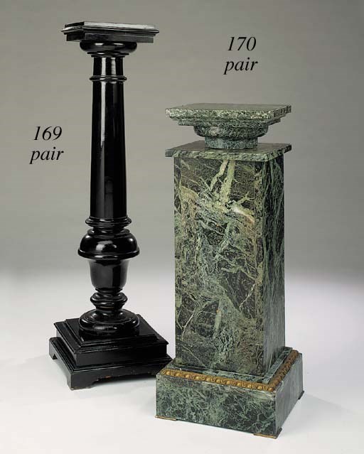 A pair of Victorian ebonised wood plinths, last quarter 19th century