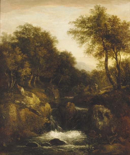 William Traies (1789-1872) , Anglers in a wooded river valley | Christie's