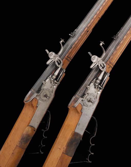 An Unusual Pair Of German Wheel-Lock Sporting Rifles