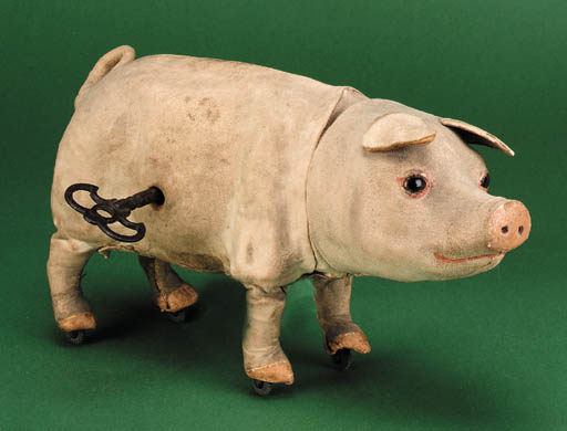 A Roullet & Decamps skin covered clockwork pig