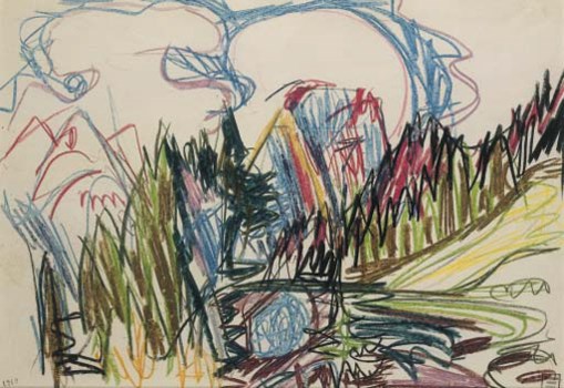 ALBERT MÜLLER (1897 - 1926) , Davoser Landschaft mit Tinzenhorn, um ...