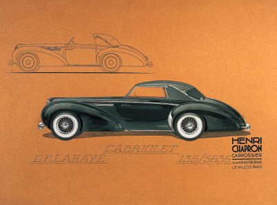 HENRI CHAPRON - Delahaye 135 Cabriolet - An original illustration ...