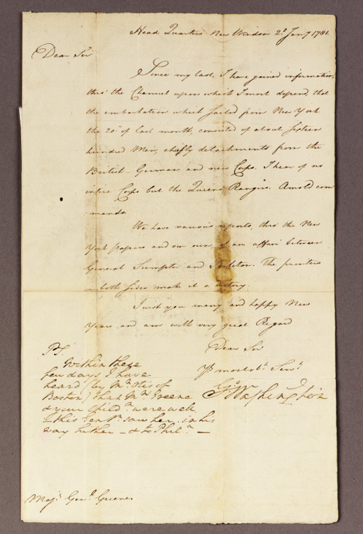 WASHINGTON, George. Letter signed ("G: Washington") with seven-line ...