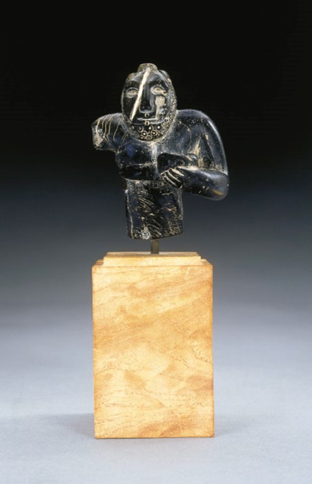 A BACTRIAN OR EAST IRANIAN BLACK CHLORITE MYTHOLOGICAL FIGURE