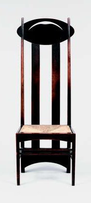 AN OAK HIGH-BACK SIDE CHAIR , CHARLES RENNIE MACKINTOSH FOR THE ARGYLE ...