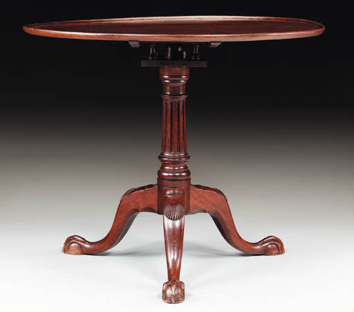 THE RANDALL FAMILY CHIPPENDALE MAHOGANY DISH-TOP TEA TABLE