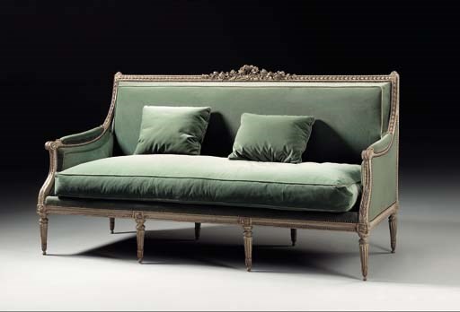 A LOUIS XVI GREY-PAINTED CANAPE , ATTRIBUTED TO I.B. SENÉ, CIRCA 1775 ...