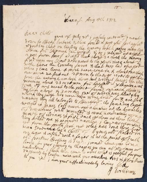 [DEERFIELD MASSACRE, WILLIAMS FAMILY]. An extensive collection of ...