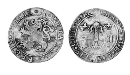 3-Mark, 1590, 17.68g., similar to last but date in obverse divided by ...