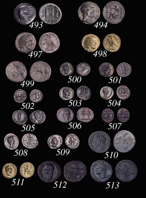 Augustus, AR Denarius, 3.78 g., (29-27 BC), bare head of Augustus right ...