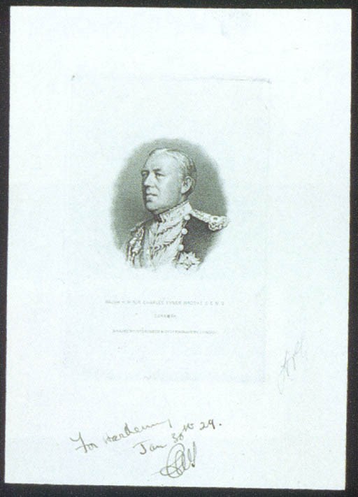 Government issue, a die proof vignette of Rajah H. H. Sir Charles Vyner ...