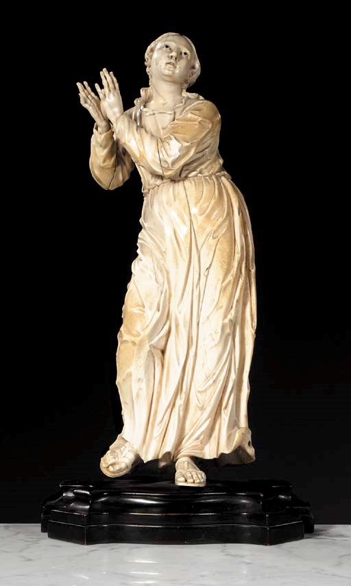 A carved ivory female figure , IN THE MANNER OF TROGER, 18TH CENTURY ...
