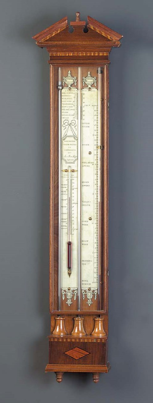 A Dutch mahogany cistern barometer , BY A. AND J. VAN LAUN, AMSTERDAM ...